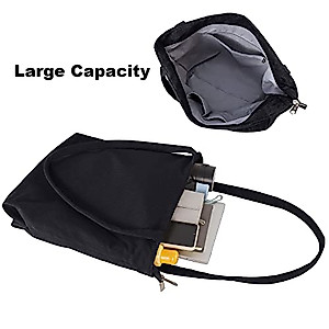 Women Corduroy Tote Bag Zipper Canvas Shoulder Handbags Girl School Large Purse With Pocket Black