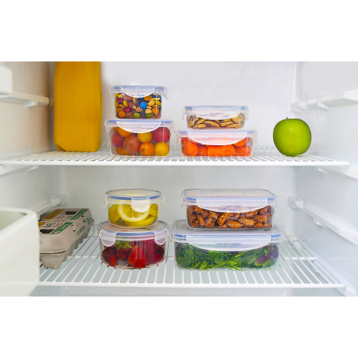 Plastic Food Storage Containers with Lids for use in Freezer Safe Food Storage Container Set and Large Food Storage Containers with Lids (16 piece Food Containers)