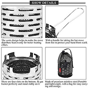 Camping Stove Camping Mini Heater Portable Stainless Steel Tent Heating Cover with Handle and Storage Bag Camping Warm Equipment