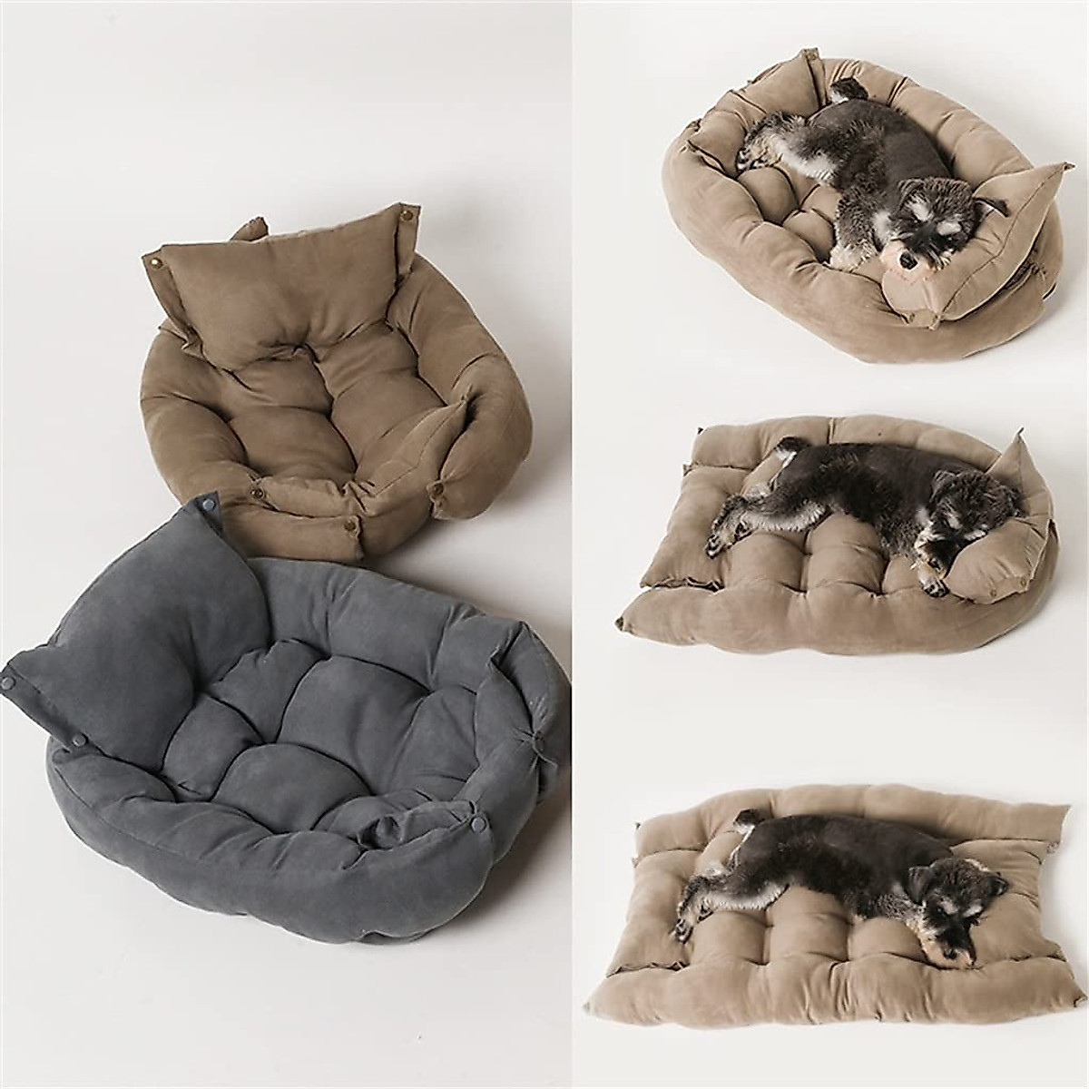 BaRdzo Multifunction Folding Square Cushion Pet Sofa Bed Waterproof Multi-Purpose Soft Dog House Mat Kennel (Color : Gray, Size : M)