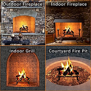 Mr IRONSTONE Fireplace Grate 14 inch Solid Steel Heavy Duty Firewood Log Burning Rack 3/4" Bar Fire Grates for Outdoor Kindling Tools Pit Indoor Fireplace Log Holder Wrought Iron Wood Stove