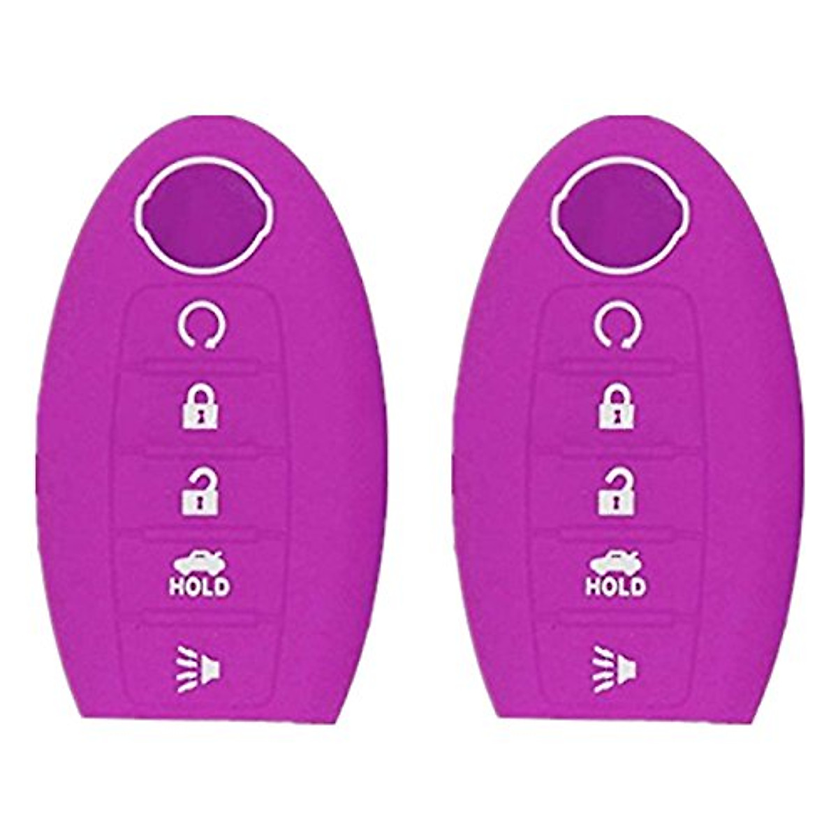 KAWIHEN 2 Pcs Silicone Key Fob Cover Fit for Nissan 5 button Armada Murano Maxima Altima Sedan Pathfinder 285E3-3TP5A KR5S180144014（purple）