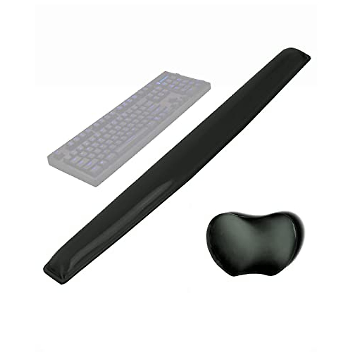 Gel Keyboard Wrist Rest Set Plus - ABRONDA Keyboard & Mouse Wrist Support Pad Office, Computer, Laptop, Mac - Durable, Comfortable and Pain Relief- Black Set