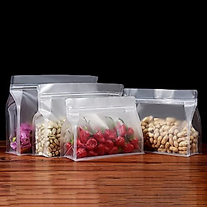 Reusable Airtight Food Storage Bags - large capacity,Great for Dry Food Storage Cookies,Candy,Coffee, Tea, Cereal,Flour & Sugar - Resealable Clear Party Favor Treat Bags Pouches -Standable 10pcs
