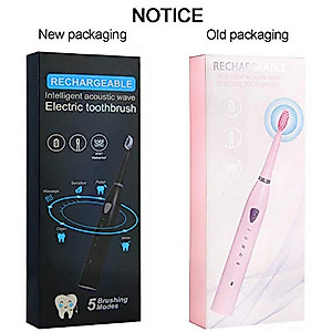 Rechargeable Electric Sonic Toothbrush for Adults 5 Modes Electric Toothbrush with 2 Mins Timer and 4 Brushheads, for Daily Tooth Whitening and Oral Care(Black)
