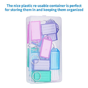 Cuttte 20 Pack Plastic Key Tags with Container, Key Labels with Ring and Label Window, 5 Colors