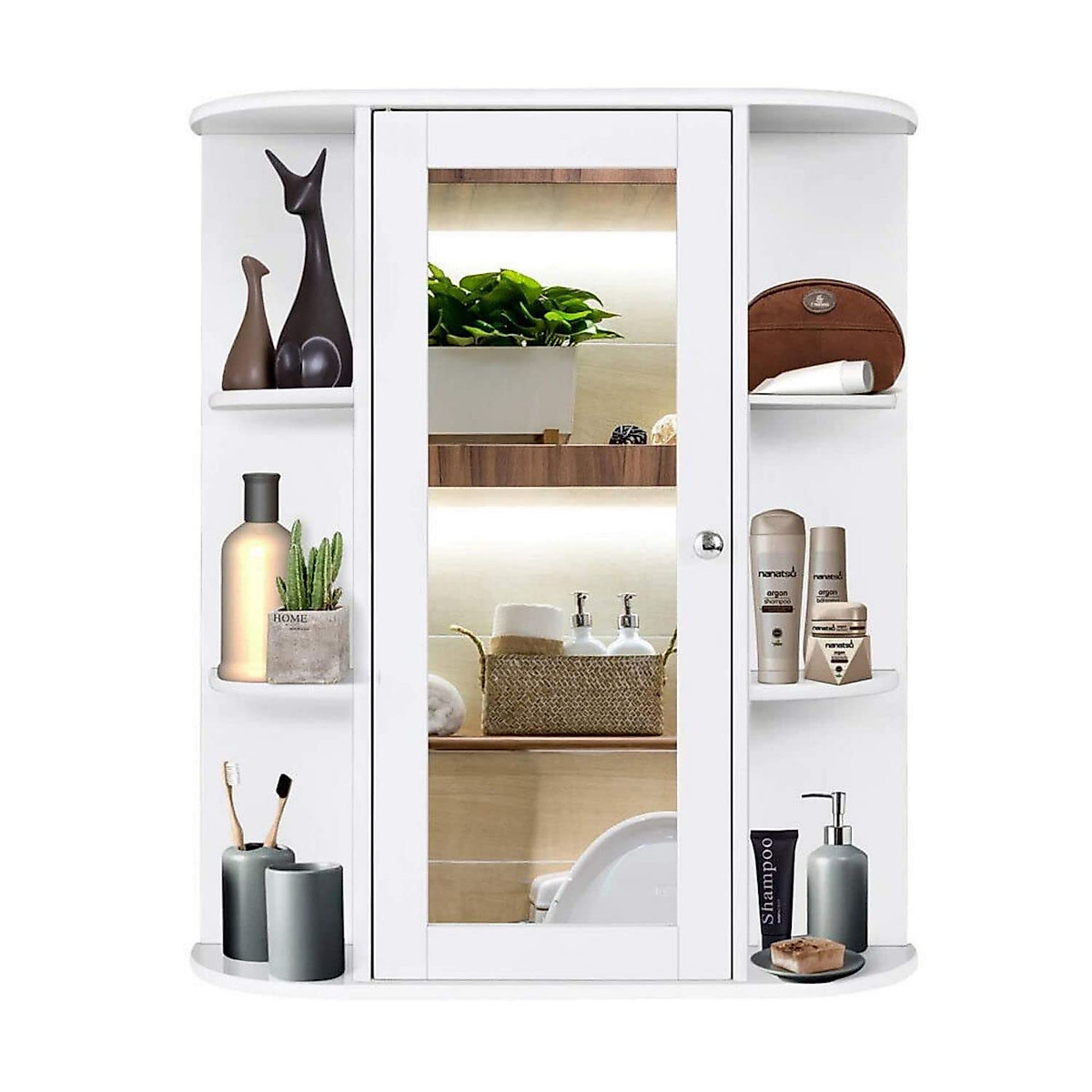 Home Bathroom Wall Mount Cabinet Storage Shelf Over Toilet w/Mirror Door