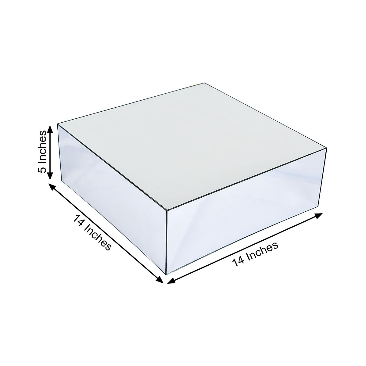 Efavormart 14"x14" | Silver Acrylic Cake Box Stand, Mirror Finish Display Box Pedestal Riser with Hollow Bottom