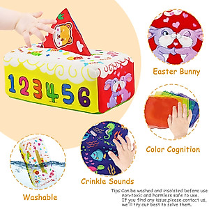 Baby Toys 6 to 12 Months, Montessori Toys for Babies 6-12 Months Sensory Toys for Babies, 9 Month Old Baby Toys Infant Toys, Baby Tissue Box easter decorations for the home Travel Toys Easter Gifts2