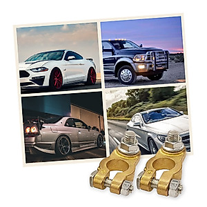 Yonput Pack-2 Brass Battery Terminal Connectors, Quick Release Disconnect Car Battery Terminal, Car Battery Terminal Connectors Kit for Marine Car Boat RV Vehicles, Positive and Negative (Gold)