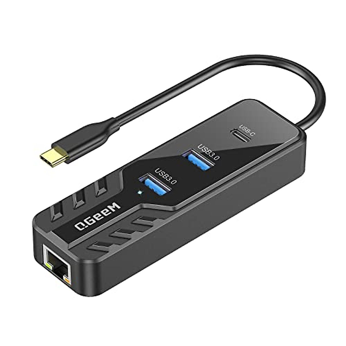 USB C to Ethernet 2.5G Adapter, QGeeM 4-in-1 USB C Hub to 4k Monitor,100W Power Delivery,2 USB 3.0,Full Function USB C Adapter Compatible for Thunderbolt 3/4 MacBook,Lenovo,Dell,HP,Surface