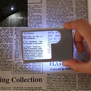 Pocket Magnifying Glass 30X & 60X LED Lighted Magnifier Slide Out Magnifying Glass Handheld Reading Magnifier Square Magnifying Loupe for Jewelry Stamps Watches Crafts Textile (Silver)