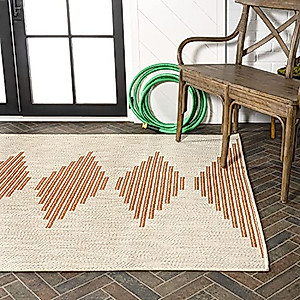 JONATHAN Y SMB204A-5 Vinales Diamond Stripe Indoor Outdoor Farmhouse Transitional Traditional Area Rug,High Traffic,Kitchen,Living Room,Backyard,Non Shedding,5 X 8,Beige/Terracotta