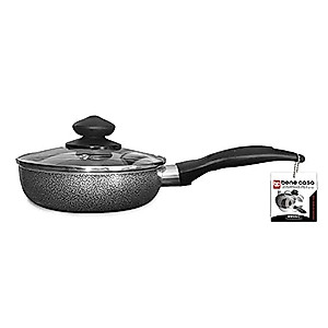 Bene Casa - Black Nonstick Aluminum Frying Pan with Glass Lid (6") - Dishwasher Safe for Easy Cleaning