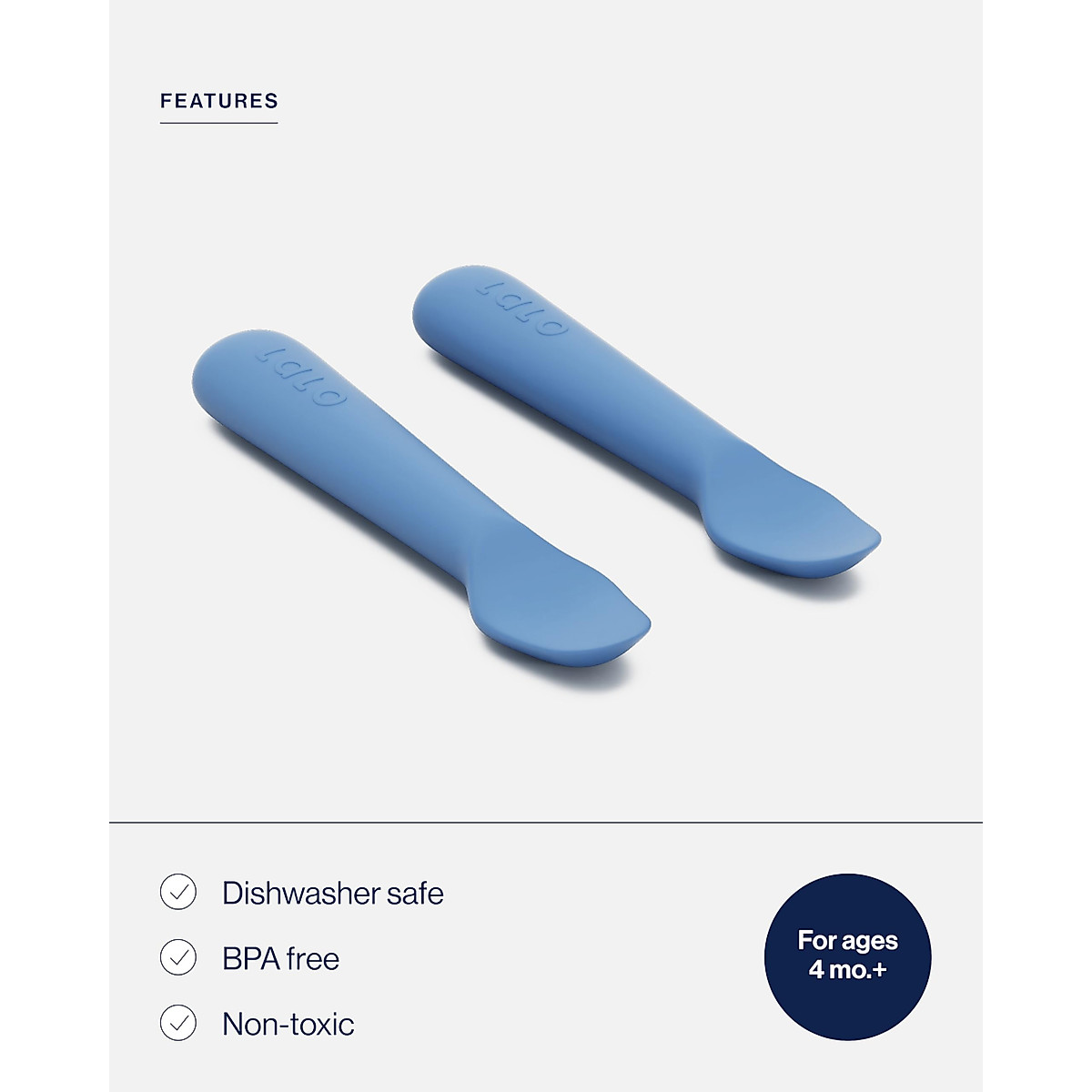 Lalo Little Spoon Set - 2 Piece Baby Spoons Set for Infants & Babies - Made From Food Grade Silicone Dishwasher Safe - Baby Feeding Essentials for Early Stage Mealtime - Blueberry