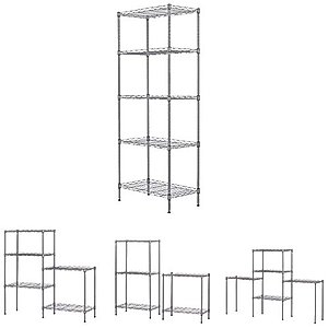 5 Tier Wire Shelving Unit Floor Standing Storage Rack,Steel Storage Shelf for Office Kitchen (Silver)