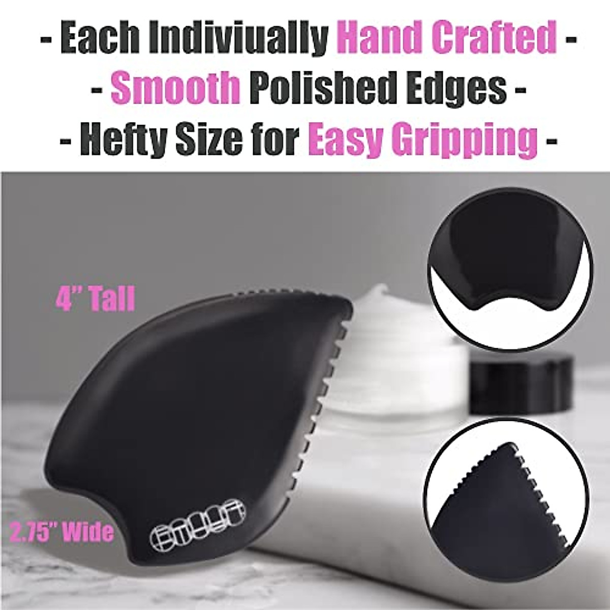 Emuya Gua Sha Facial Tools – Guasha Tool for Face - Gua Sha Stone Massage Tool for Sculpting, Scarping, Contour Jawline, or Body – Black Bian Stone Massager in 7 Edges for Skincare