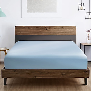 FreshCulture Full Fitted Sheet Only - Hotel Quality Fitted Sheet Full Size - Ultra Soft & Breathable - Brushed Microfiber - Deep Pocket - Cooling Fitted Sheets for Full Size Bed (Light Blue)