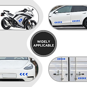 NTNEV 10PCS Arrow Reflective Stickers, Waterproof Vehicle Safety Warning Stripe Adhesive Decals, Bumper Body Helmets Stickers, Universal for Car, Truck, Motorcycle, Bicycle (Blue)