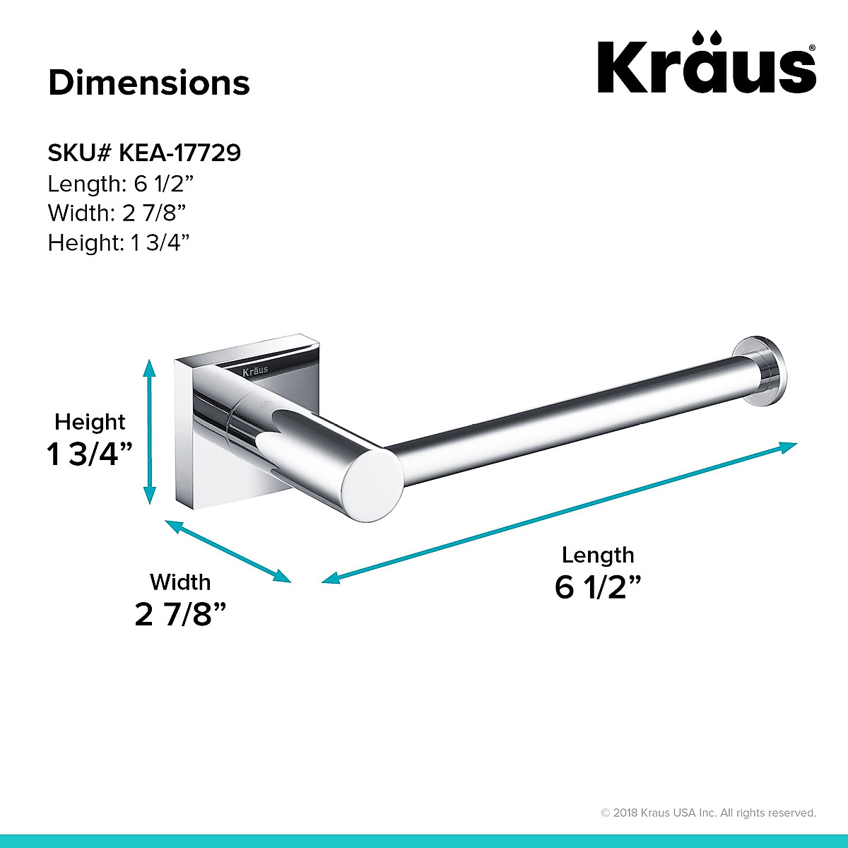 KRAUS Ventus Bathroom Toilet Paper Holder, Chrome Finish, KEA-17729CH, 6 1/2 Inch