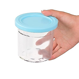 4 Pack Ice Cream Maker Pint Containers with Lid For Ninja - Compatible with NC299AMZ & NC300s Series XSKPLID2CD NC300 NC301 Ninja Creami Replacement Parts, BPA-Free Airtight Dishwasher Safe