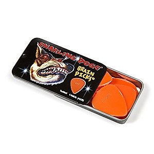 Snarling Dogs Brain TNSDB351 1.14 Guitar Picks, 12-Piece, Collectible Tin, Orange Nylon, 0 1.14mm