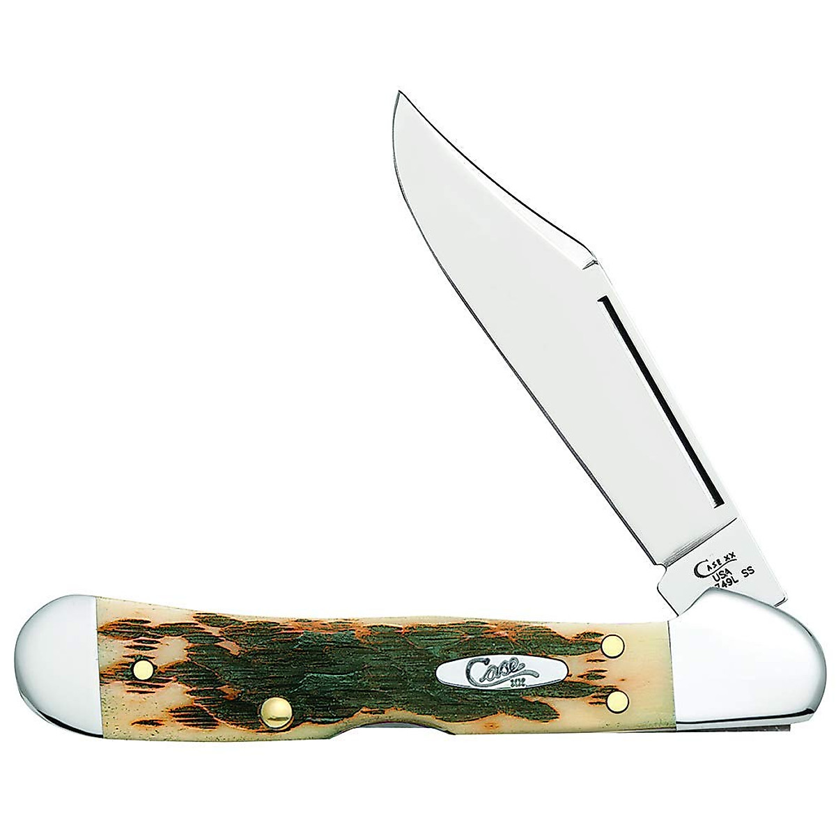 Case XX WR Pocket Knife Mini Copperlock Amber Bone W/Shield Item #133 (61749L SS) 3 5/8 inches Closed