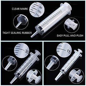 Nuanchu 8 Pieces Large Plastic Syringe Set, Animals Syringes Liquid Measuring Syringe Tools for Dispensing, Animals Feeding, Watering and Multiple Uses (20ml, 60ml,150ml)