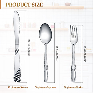 Nuogo 100 Pieces Fork Knife Spoon Silverware Flatware Cutlery Set Portable Stainless Steel Flatware Set Restaurant Silverware Cutlery for Home Kitchen Dining