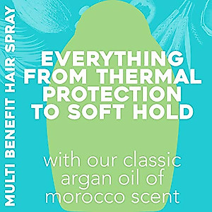 OGX Revitalize + Argan Shine Extra Strength Multi-Benefit Heat Protection Hairspray with Argan Oil & Silk Proteins, Tame Frizz & Non-Greasy Shine, Morocco, 8 Ounce