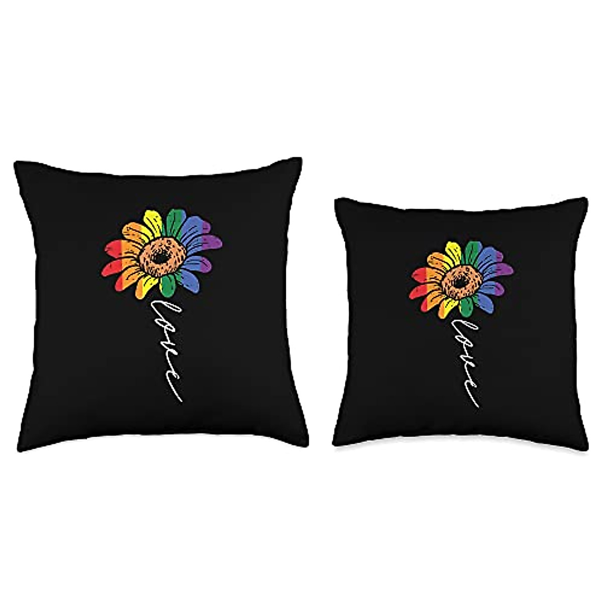 Gay Pride Pillows LGBTQ Ally LGBT Men Women Gift Love Sunflower Floral LGBTQ Rainbow Flag Gay Pride Ally Throw Pillow, 18x18, Multicolor