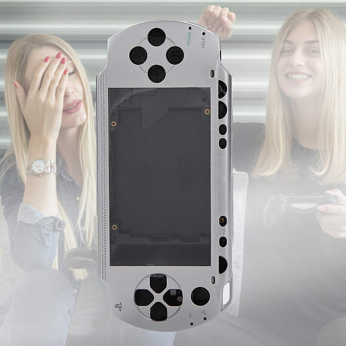 ASHATA Full Housing Repair Mod Case + Buttons Replacement Compatible for Sony PSP 1000 Console(Silver)