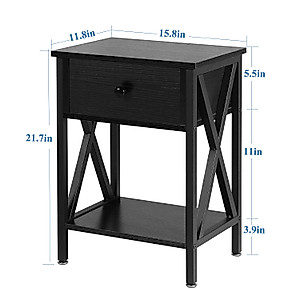VECELO Modern Side End Table, Nightstand Storage Shelf with Bin Drawer for Bedroom, Lounge