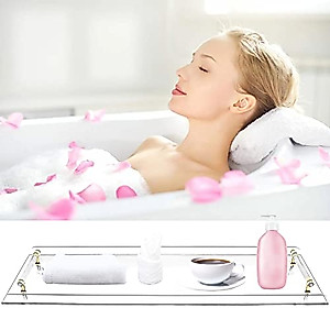31inch Bathtub Caddy Tray,Gold Handle Clear Bathtub Caddy Tray,Acrylic Bathroom Organizer Shelf Bath tub Table Caddy Tray