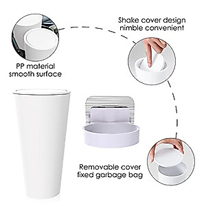 Linkidea Wall Mounted Bathroom Trash Can, Trash Bag Kit, Small Wastebasket with Lid for Shower Room, Modern Tiny Plastic Garbage Bin