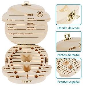 PDTXCLS SPPRANDOM HLXFF3 Aeiniwer Blackpaistar Baby tooth box, baby tooth protector container, lovely Andromeda wooden tooth collector (girl)