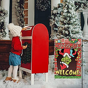 AnyDesign Christmas Garden Flag Vertical Double-Sided Waterproof Xmas Welcome Flag Funny Cartoon Character Outdoor Decorative Flag for Winter Holiday Farmhouse Lawn Patio, 12.5 x 18 Inch