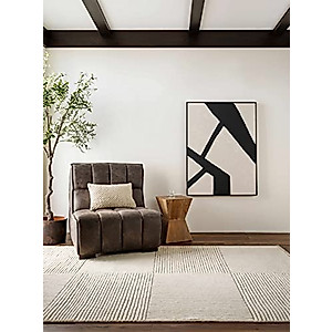 Hauteloom Aliza Wool Living Room, Bedroom Area Rug - Contemporary - Beige, LightGray, Taupe - 8' x 10'