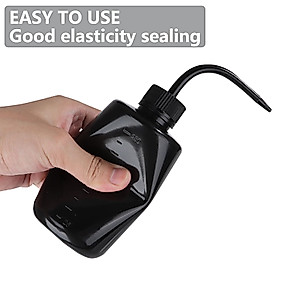ABuff 6Pcs 250ml Tattoo Wash Bottle 8oz Narrow Mouth Squeeze Bottle Safety Rinse Bottle, Lash Water Bottle Squeezer Washing Bottle for Medical Lab Tattoo Supplies Irrigation Wash Plant (Black)