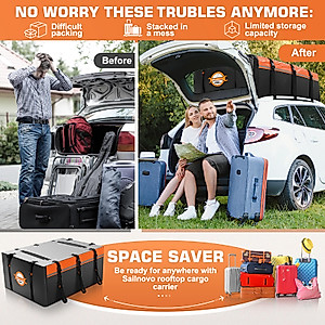 Sailnovo Rooftop Cargo Carrier 20 Cubic PVC Car Roof Cargo Carrier Waterproof Soft-Shell Includes Anti-Slip Mat, 6 Door Hooks, Car Top Carrier for Top of Vehicle with/Without Roof Rack Cross Bar