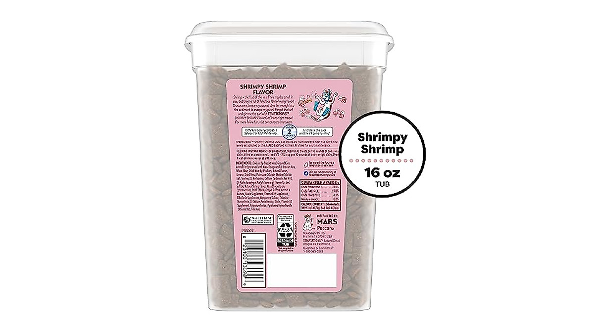 Temptations Cat Treats Shrimpy Shrimp Flavor – Crunchy & Soft, 16 oz