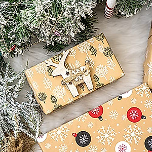 MAYPLUSS Christmas Wrapping Tissue Paper - 90 Sheets - Kraft Santa Design - 13.7 inch X 19.7 inch Per Sheet