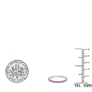 Dazzlingrock Collection 14K Round Pink Sapphire Ladies Eternity Wedding Band 1 CT, White Gold, Size 6
