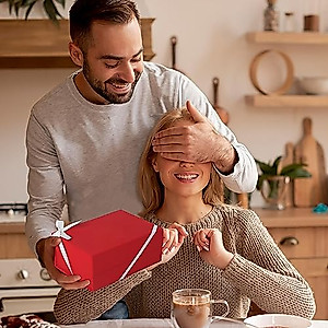 Gift Box with Magnetic Closure Lids for Presents, 8.7x6.7x4 Inch Luxury Collapsible Red Gift Boxes with Ribbon Card for Birthday Party Bridesmaid Valentine Christmas, FSC & BRC Certified Material