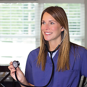 MABIS Stethoscope, Adult with Infant Bell, Diaphragm, Stainless Steel Chest piece, Dual Binaural and 22 Inch Tubing with 2 Extra sets of Ear tips, Black