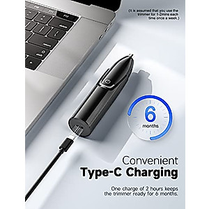 ZORAMI Rechargeable Ear and Nose Hair Trimmer - 2022 Professional Painless Eyebrow & Facial Hair Trimmer for Men Women, Powerful Motor and Dual-Edge Blades for Smoother Cutting Black