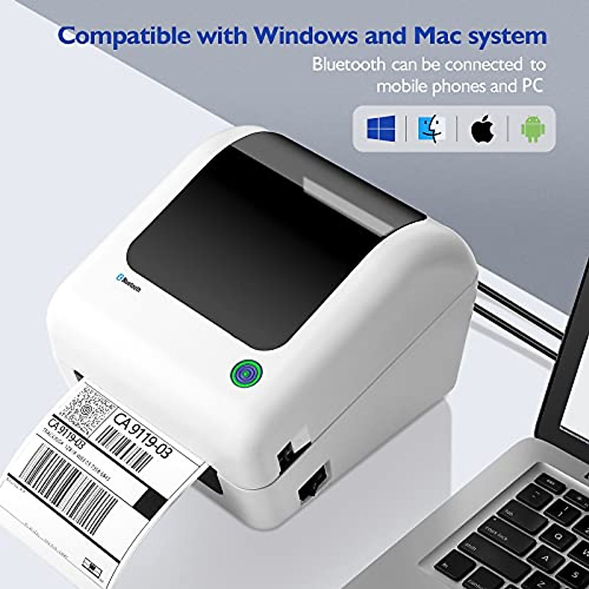 JADENS Bluetooth Thermal Label Printer - Shipping Label Printer for Shipping Packages&Postage, Wireless Printer for iPhone, Android&PC, Compatible with Amazon, Ebay, USPS, 4x6 Label Maker Machine