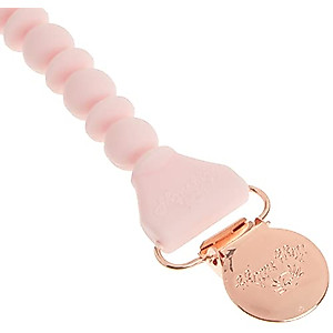 Itzy Ritzy Silicone Pacifier Clip; 100% Silicone Pacifier Strap with Clip Keeps Pacifiers, Teethers & Small Toys in Place; Features One-Piece Design & Silicone Cord, Pink + Rose Gold Clip