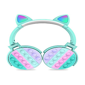 Rainbow Pop-On-It Bluetooth Headphones, Fidget Bluetooth Head-Mounted Stereo Headset, Wireless Headphones Noise Cancelling Headphones Over-Ear Headphones Gaming Headset for Kids Teens (blue)