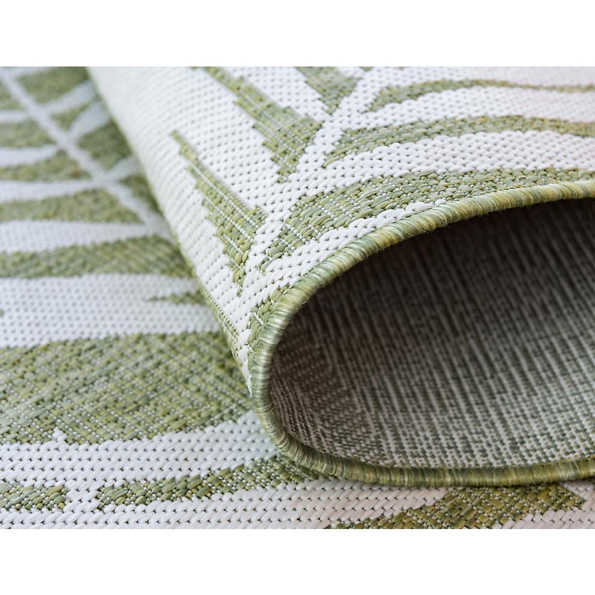 Unique Loom Outdoor Botanical Collection Area Rug - Palm (9' x 12' Rectangle, Green/ Ivory)